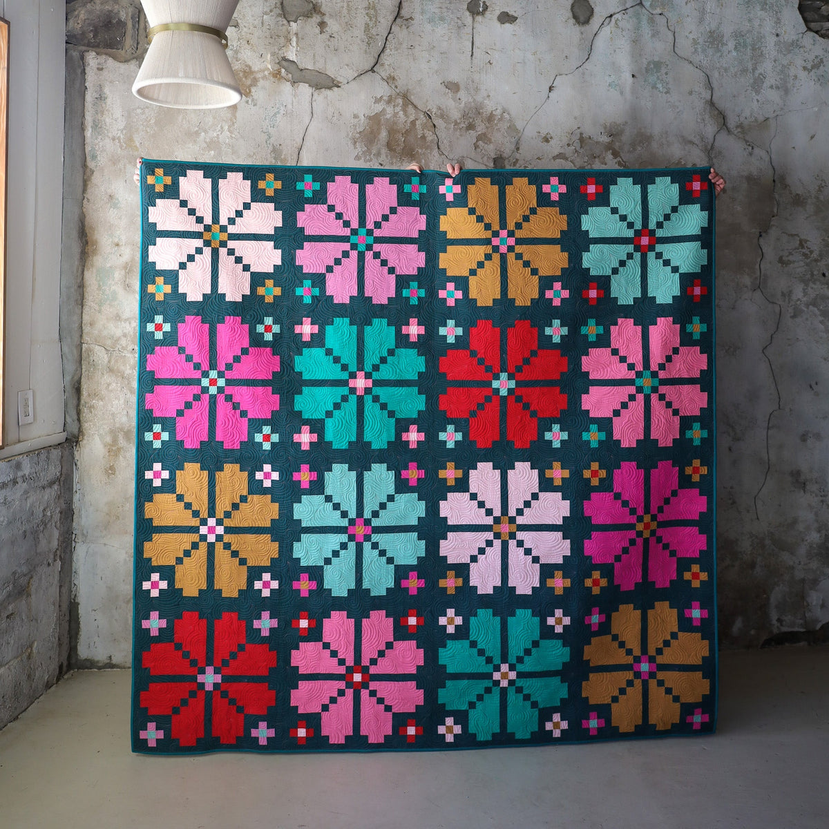 Knitted Blooms Quilt - the Holiday version – Lo & Behold Stitchery