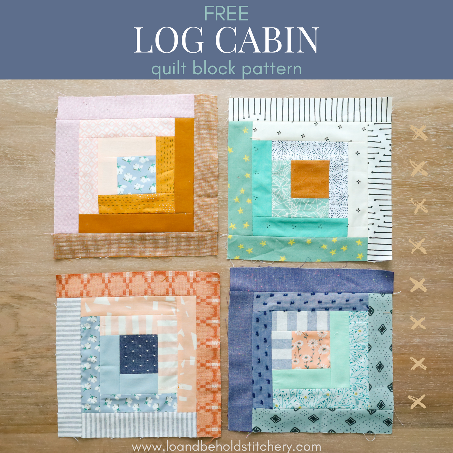 Free Log Cabin Quilt Block Pattern – Lo & Behold Stitchery