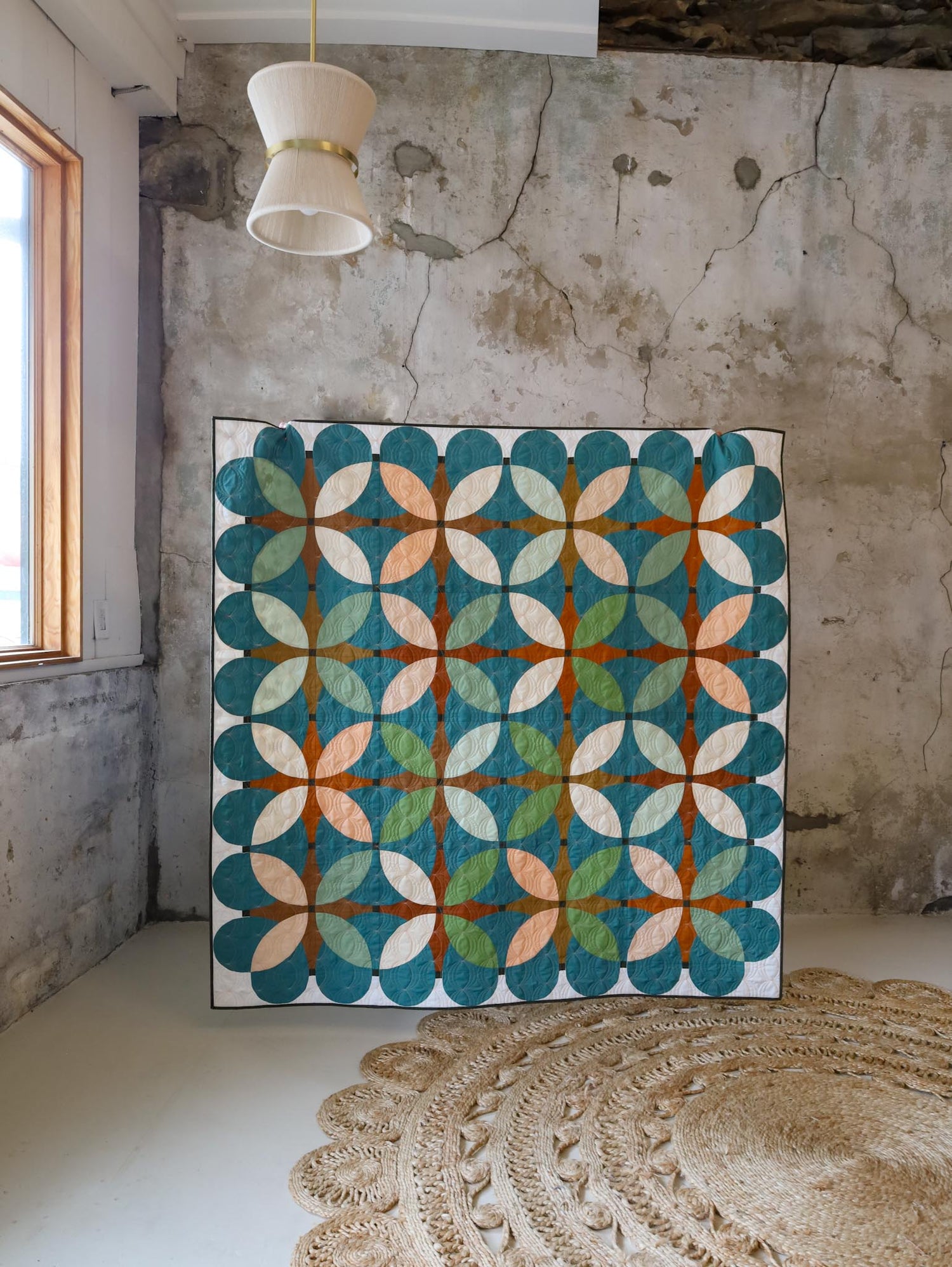 Retro Blossoms • Hemlock • Square Throw Size Quilt Kit – Lo & Behold ...