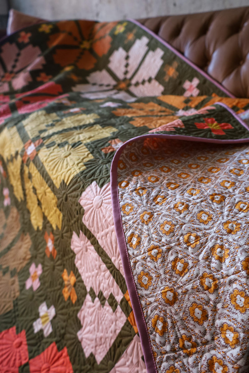 Knitted Blooms • Cover • Large Throw Size Quilt Kit – Lo & Behold Stitchery