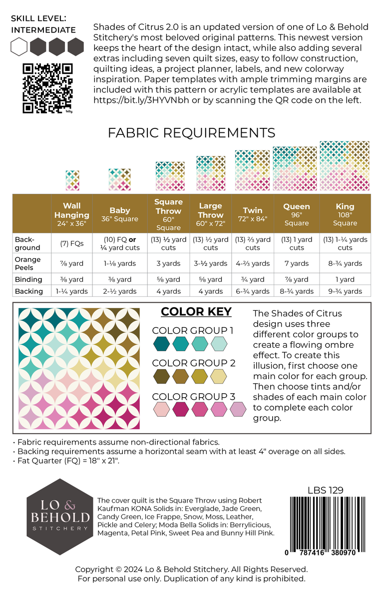 Shades of Citrus 2.0- PDF – Lo & Behold Stitchery